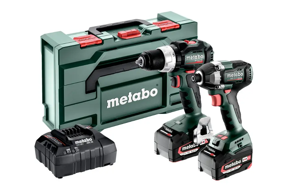Metabo Unelte - Set de mașină de găurit și cheie de impact pe acumulator de 18V, 2x acumulator 5 ...