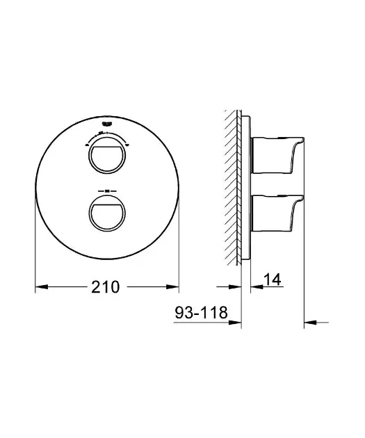 Grohe Grohtherm 2000 - Mitigeur thermostatique de baignoire encastré ...
