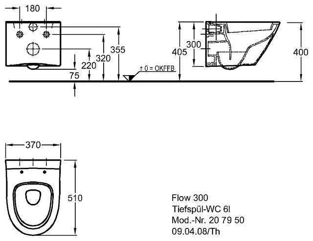 Keramag Flow 300 - Závěsný klozet, 370 mm x 510 mm, bílý - klozet ...