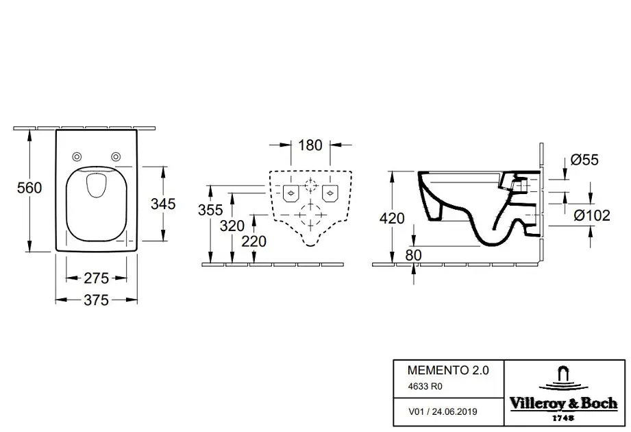 Villeroy & Boch Memento 2.0 - Závesné WC, Rimless, TitanGlaze ...