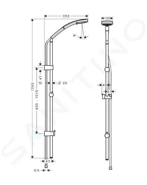 Hansgrohe Croma 100 Set Douchette Multi 3 Jets Barre Murale Unica