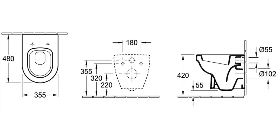Villeroy & Boch Omnia Architectura - Závěsný klozet Kompakt, 355 mm x ...