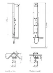 Pharo Lift 2 - Sprchový panel, stěnová/rohová verze, satinchrom ...
