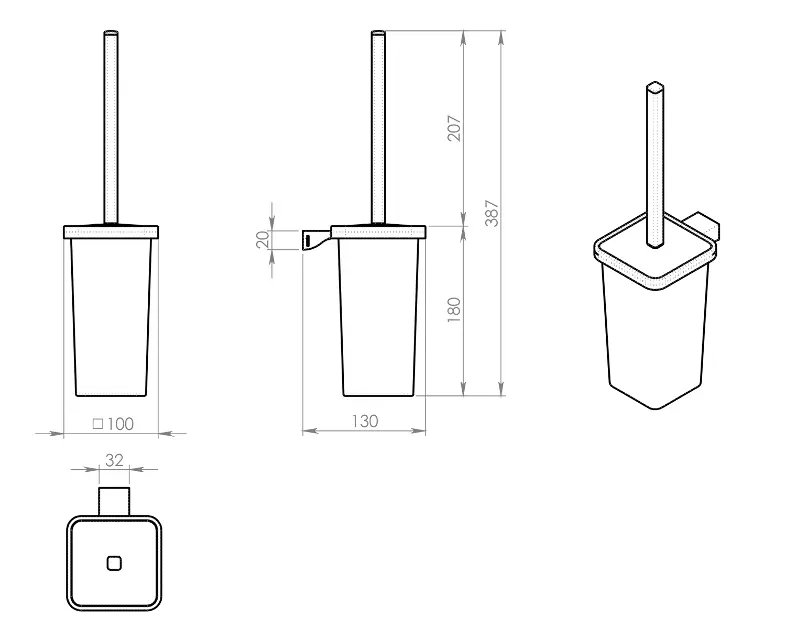 Sapho Gedy Glamour - WC štětka závěsná, chrom 573303 | Sanitino.cz