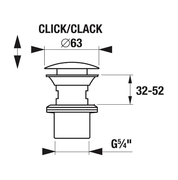 Jika Mio Style - Bonde de lavabo, Click Clack, noir mat H3702F97161031 ...