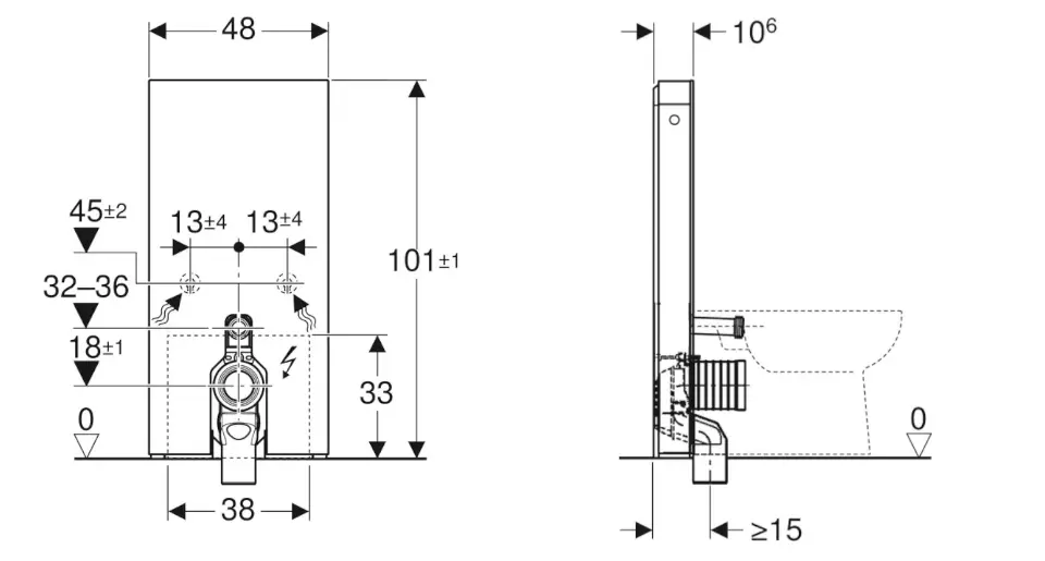 Geberit Monolith Plus - Sanitärmodul für Stand-WC, 101 cm, Anschluss ...