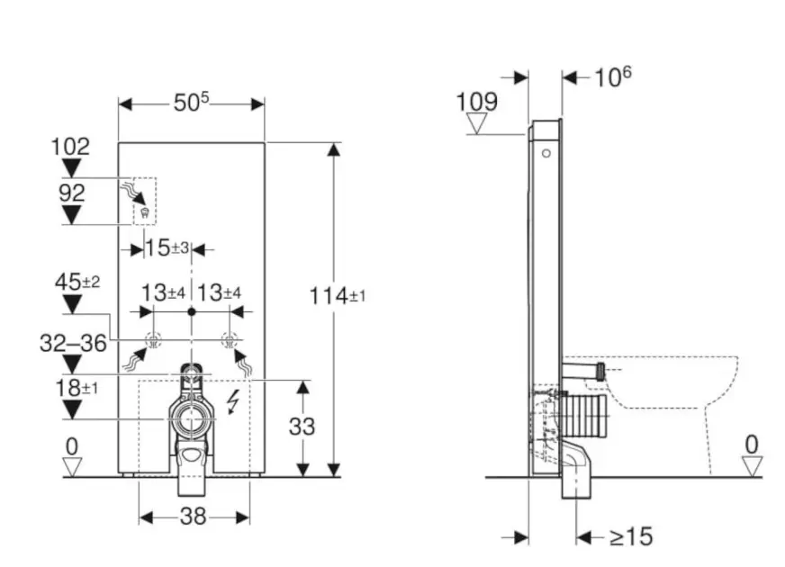 Geberit Monolith Plus - Modulo sanitario per WC a terra, 114 cm ...