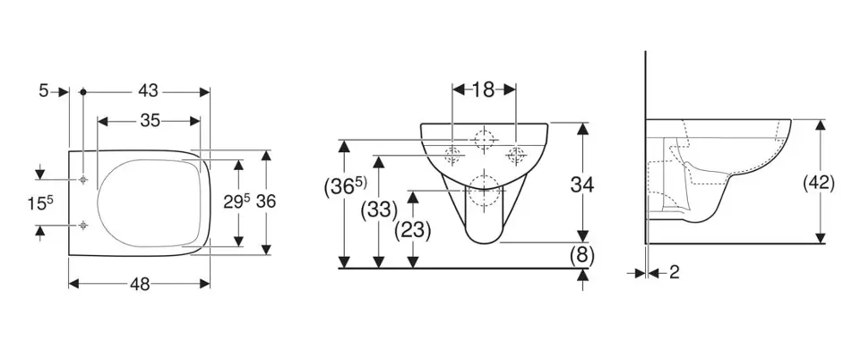 Geberit Selnova Compact - Inodoro suspendido, 480x360 mm, blanco 501 ...