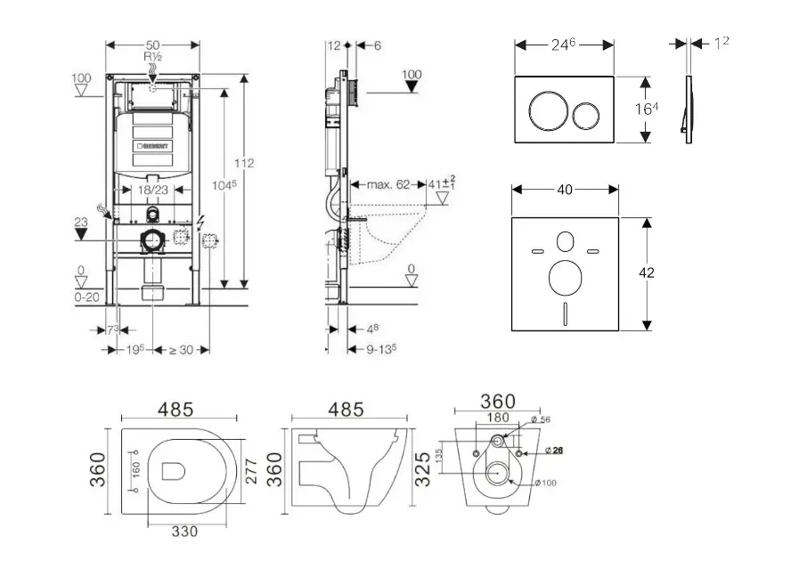 Geberit Duofix - Set de bâti-support, cuvette Gaia et abattant ...