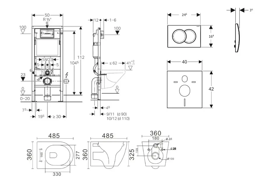 Geberit Duofix - Set předstěnové instalace, klozetu Gaia a sedátka ...
