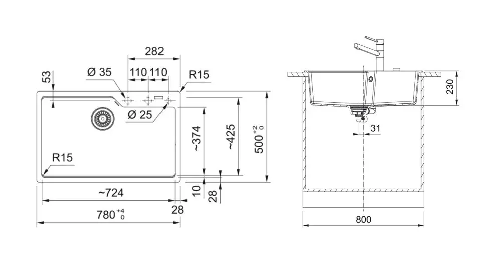 Franke Urban - Fragranit Küchenspüle UBG 610-78, 78x50 cm, onyx 114. ...