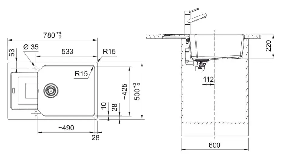 Franke Urban - Fragranit Spülbecken UBG 611-78 BB, 780x500 BB, sahara ...