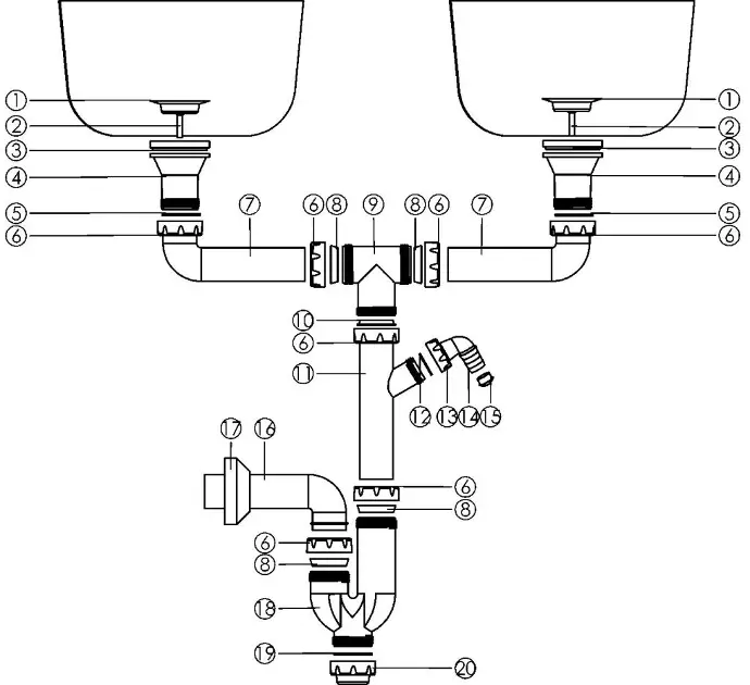 Novaservis Sifoni - Sifone per lavello a due vasche 49 mm, senza ...