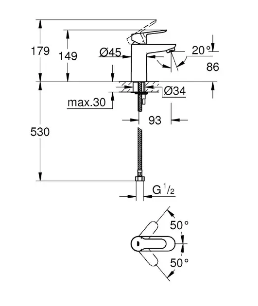 Grohe BauEdge - Miscelatore da lavabo, cromo 32858000 | Sanitino.it