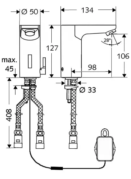 Schell Celis E - Wastafel infrarood sensor kraan HD-M, op batterijen ...