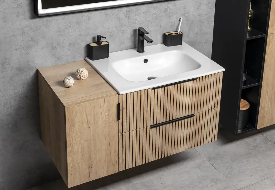 Sapho Cirasa - Dulap pentru lavoar 70x52x46 cm, 2 sertare, stejar Alabama strip CR701-2322 ...