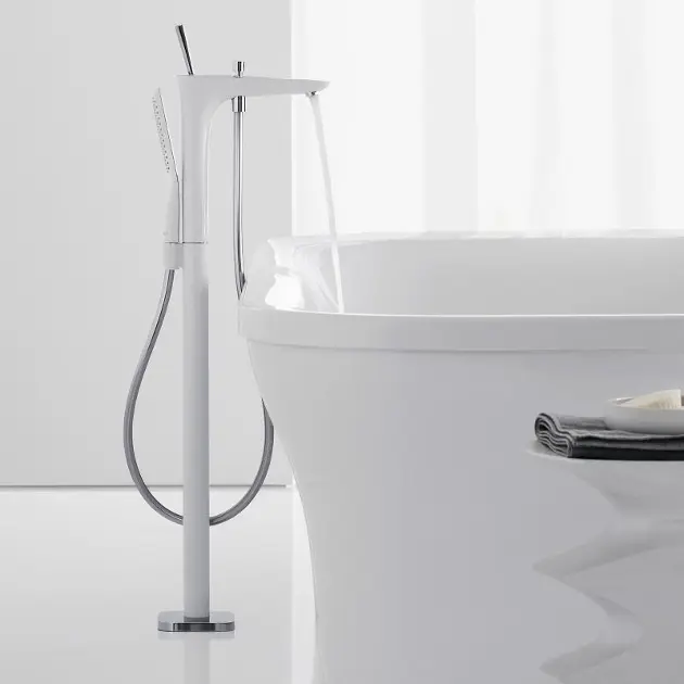Hansgrohe PuraVida - Grifo de suelo para bañera, blanco/cromo 15473400 ...
