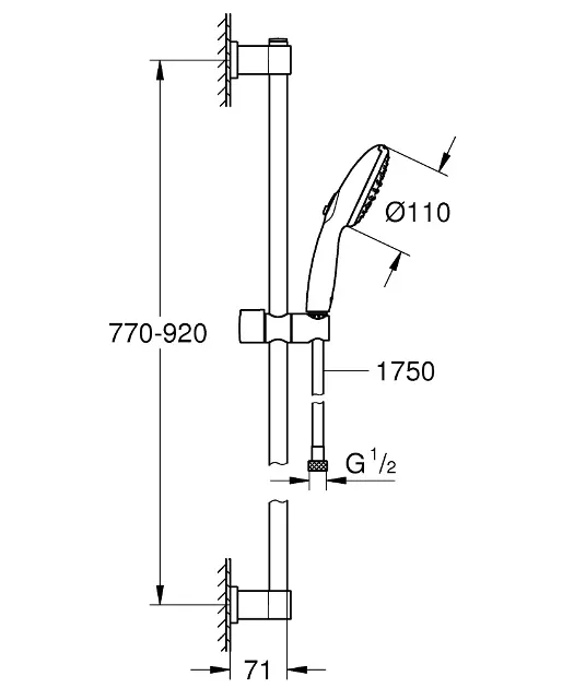 Grohe Vitalio Start - Set douchekop, douchestang en doucheslang, 2 ...