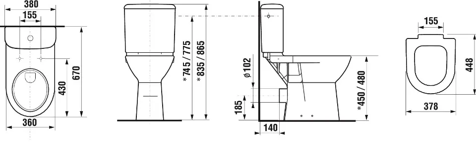 Jika Deep - WC-Kombi barrierefrei, Abgang hinten, weiß H8236160000001 | Sanitino.de