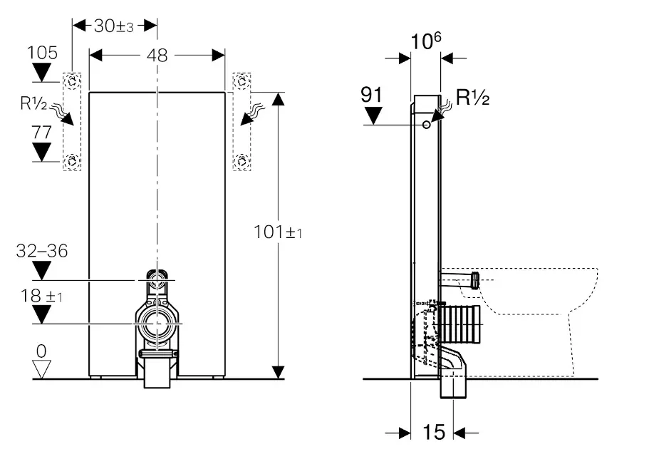 Geberit Monolith - Monolith Sanitärmodul für Stand-WC, 101 cm ...
