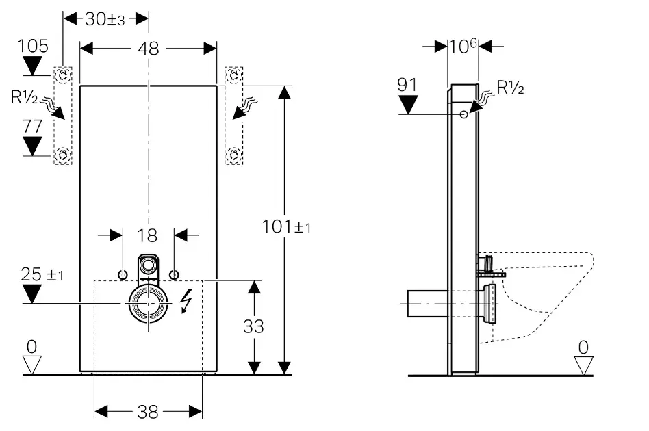 Geberit Monolith Plus - Modul sanitar pentru WC suspendat, 101 cm ...