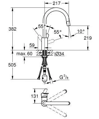 Grohe Eurostyle Cosmopolitan - Keukenkraan, chroom 31482002 | Sanitino.nl