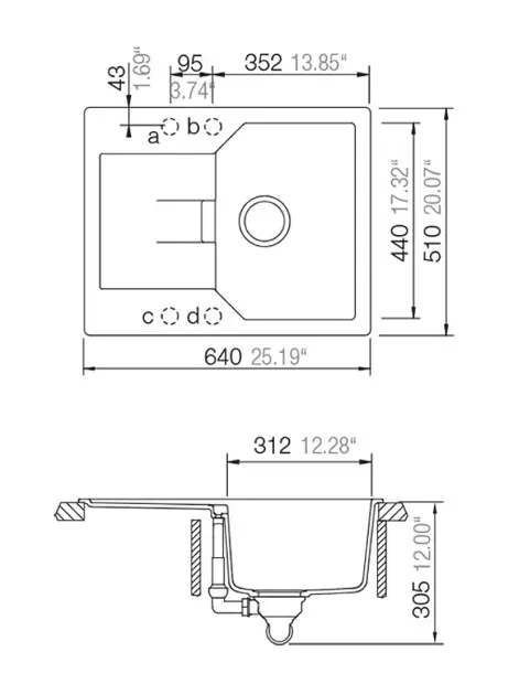 SCHOCK Manhattan - Granitspüle, 64x51 cm, mit Ablaufbedienung, Asphalt ...
