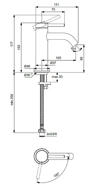 Ideal Standard Ceraline Nuovo - Miscelatore per lavabo, BlueStart, nero ...