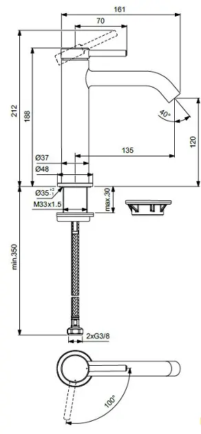 Ideal Standard Ceraline Nuovo - Miscelatore per lavabo, BlueStart, nero ...