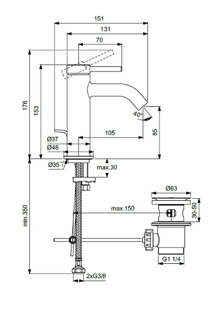 Ideal Standard Ceraline Nuovo - Miscelatore per lavabo, con sistema di ...