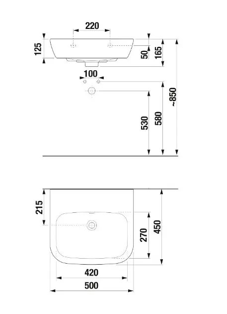 Jika Deep - Waschbecken, 50x45 cm, mit Überlauf, ohne Hahnloch, weiß ...