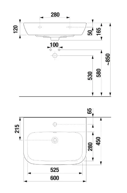 Jika Deep - Waschtisch 60x45 cm, mit Überlauf, Hahnloch, weiß ...
