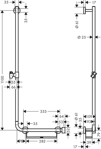 Hansgrohe Unica - Brausestange 110 cm, links, weiß/Chrom 26403400 ...