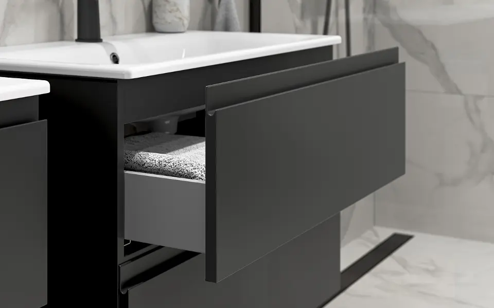 Cersanit Moduo - Meuble avec lavabo, 57x80x38 cm, 2 tiroirs, anthracite ...