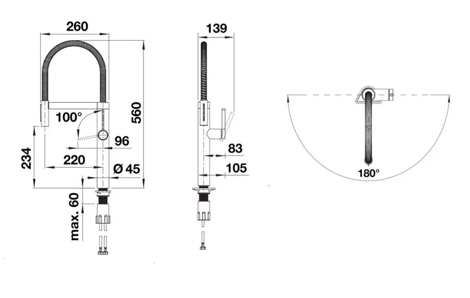 Blanco Culina S - Mitigeur d’évier avec bras flexible et douchette ...