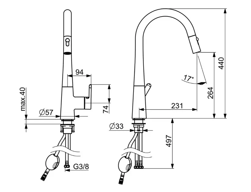 Hansa Designo - Spültischarmatur mit ausziehbarer Brause, Stahl ...