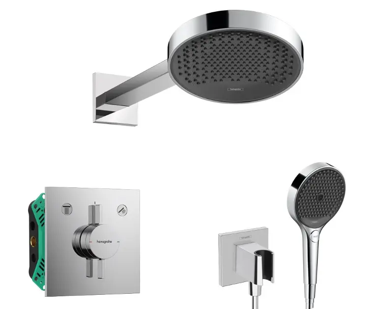 Hansgrohe - Set de douche avec mitigeur encastré, corps d’encastrement ...