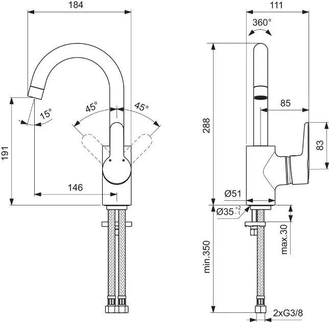 Ideal Standard Connect Blue - Grifo de lavabo, con caño giratorio ...