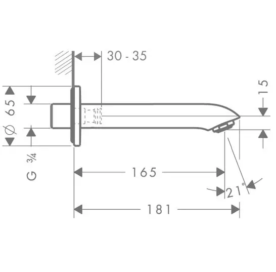 Hansgrohe Metris New - Baduitloop, chroom 31494000 | Sanitino.nl