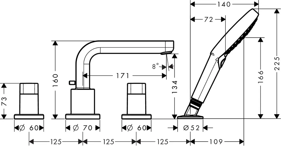 Hansgrohe Metris S - 4-gats badrandcombinatie, chroom 31443000 ...
