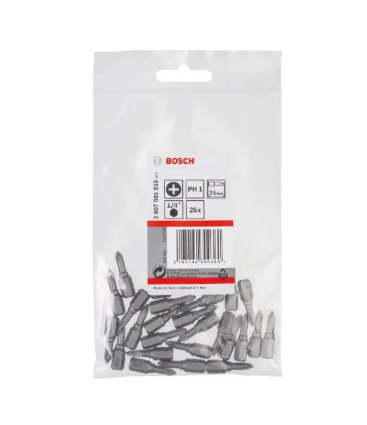 Bosch Zubehör - PH1 Bit-Satz, Länge 25 mm, 25 Stück 2607001510 ...
