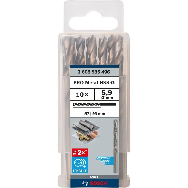 Bosch Příslušenství - Sada vrtáků do kovu, 5,9x93 mm, 10 ks 2608585496 | Sanitino.cz