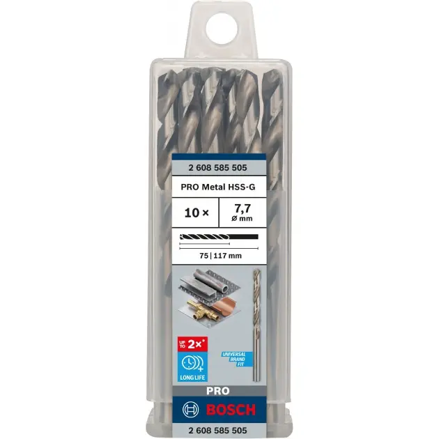 Bosch Příslušenství - Sada vrtáků do kovu, 7,7x117 mm, 10 ks 2608585505 | Sanitino.cz