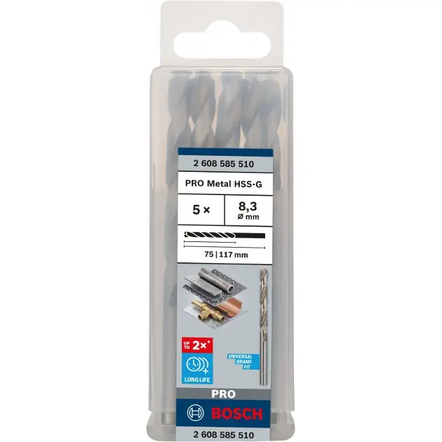 Bosch Příslušenství - Sada vrtáků do kovu, 8,3x117 mm, 5 ks 2608585510 | Sanitino.cz