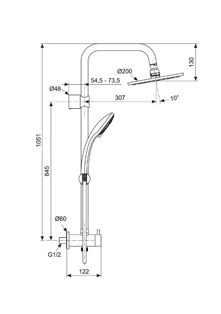 Ideal Standard Idealrain - Doucheset 200, voor combinatie met inbouw kraan, chroom A5689AA ...