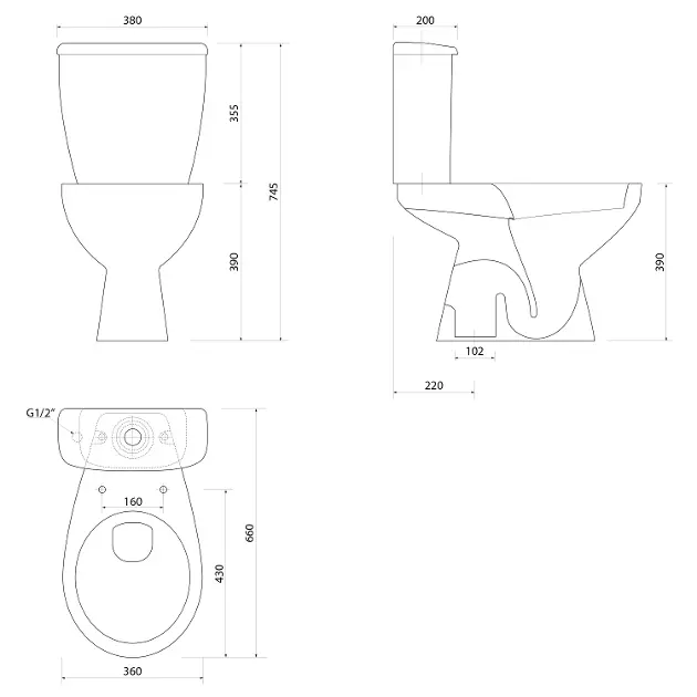 Aqualine Manuel - WC kombi, spodní odpad, bílá PS8814 | Sanitino.cz