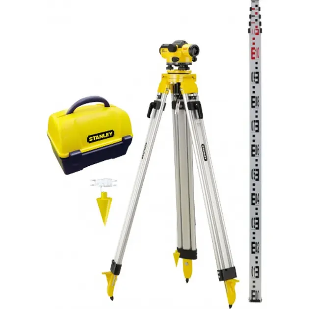 Stanley - Optische waterpas, bereik 90 m, met statief en accessoires 1 ...