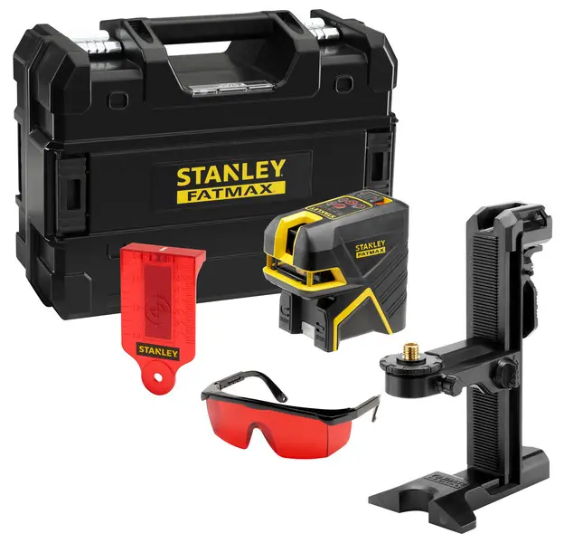 Stanley - Laser croix et point avec accessoires, rouge, portée 50 m ...
