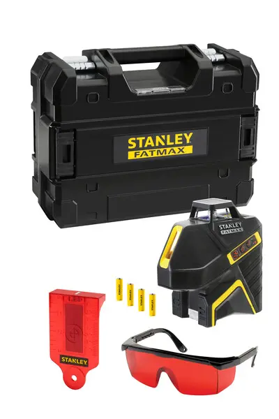 Stanley - Laser linéaire avec accessoires, rouge, portée 50 m, batterie ...