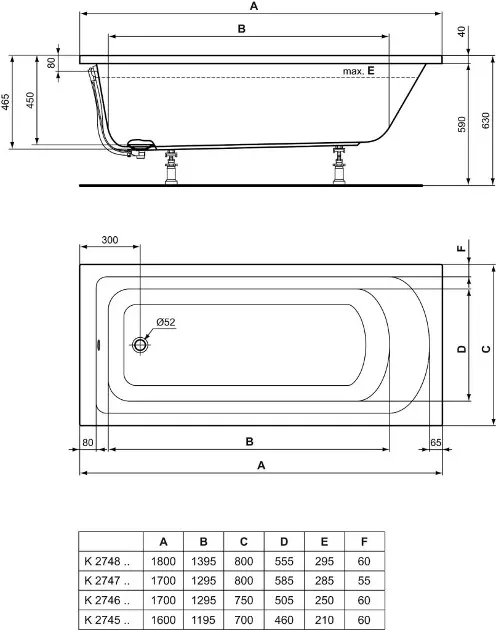 Ideal Standard Hotline - Cadă 180x80 cm, albă K274801 | Sanitino.ro